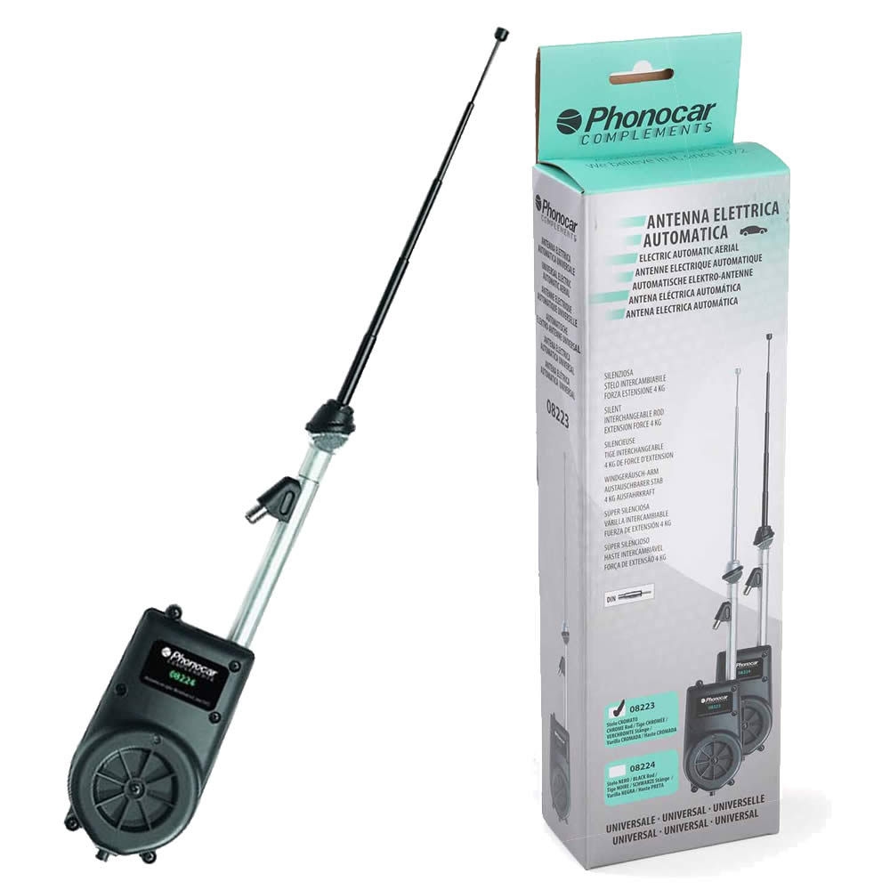 Ηλεκτρική κεραία ραδιοφώνου αυτοκινήτου (φτερού τηλεσκοπική) μαύρη - 08.224 Phonocar